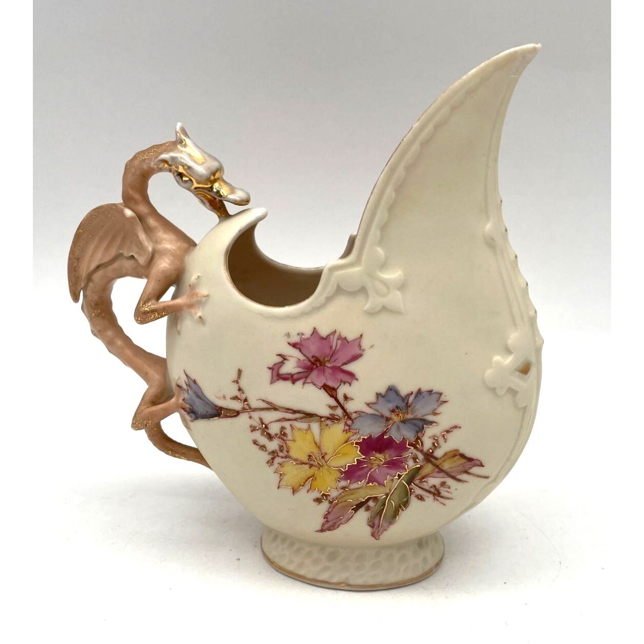 Antique Gothic Renaissance Dragon Handled Hand Painted Pitcher - Etsy