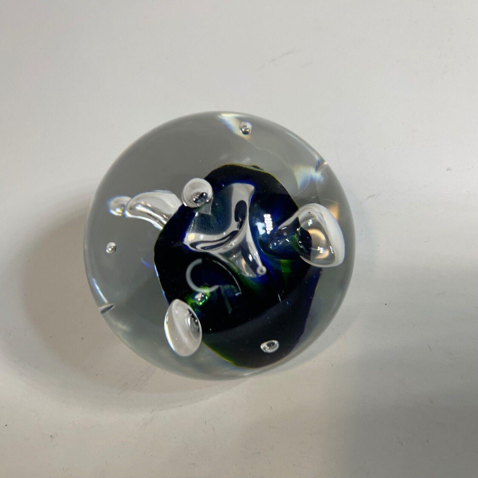 Adam Jablonski Art Glass Paperweight Swirls Bubbles Hand Blown Poland ...