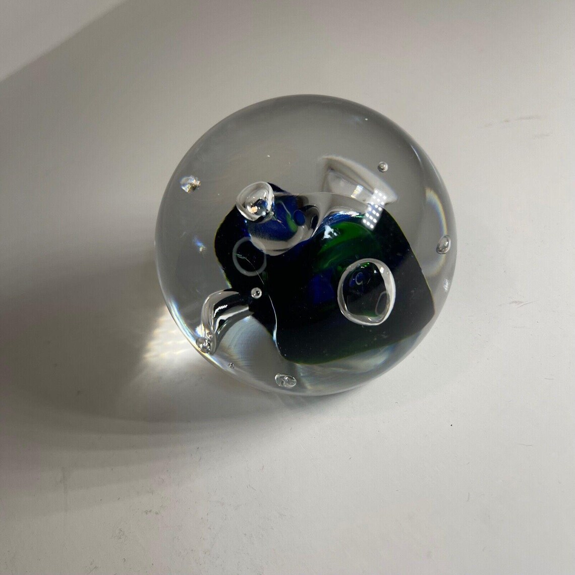 Adam Jablonski Art Glass Paperweight Swirls Bubbles Hand Blown Poland ...