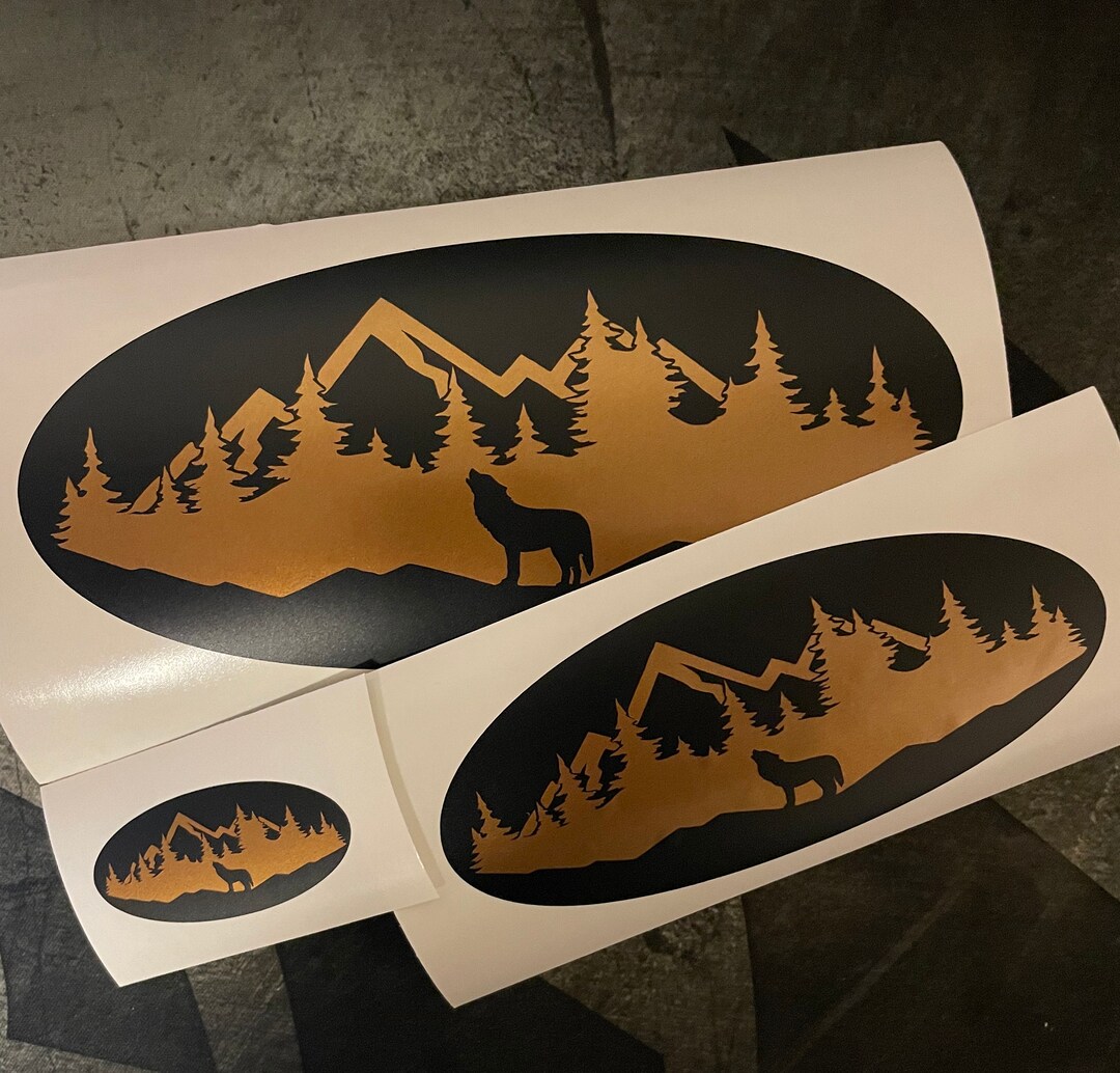 For Subaru Emblem Overlay | Mountain Pines Wolf | Vinyl Sticker Emblem ...