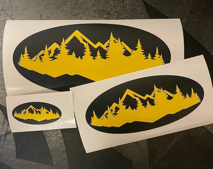 For Subaru Emblem Overlay Mountain Pines Vinyl Sticker Emblem Decal ...
