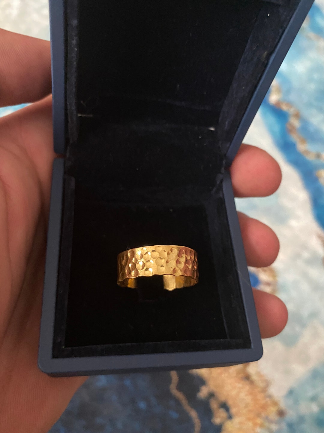 Texture Gold Ring Gold Statement Ring Hammered Ring Wide - Etsy