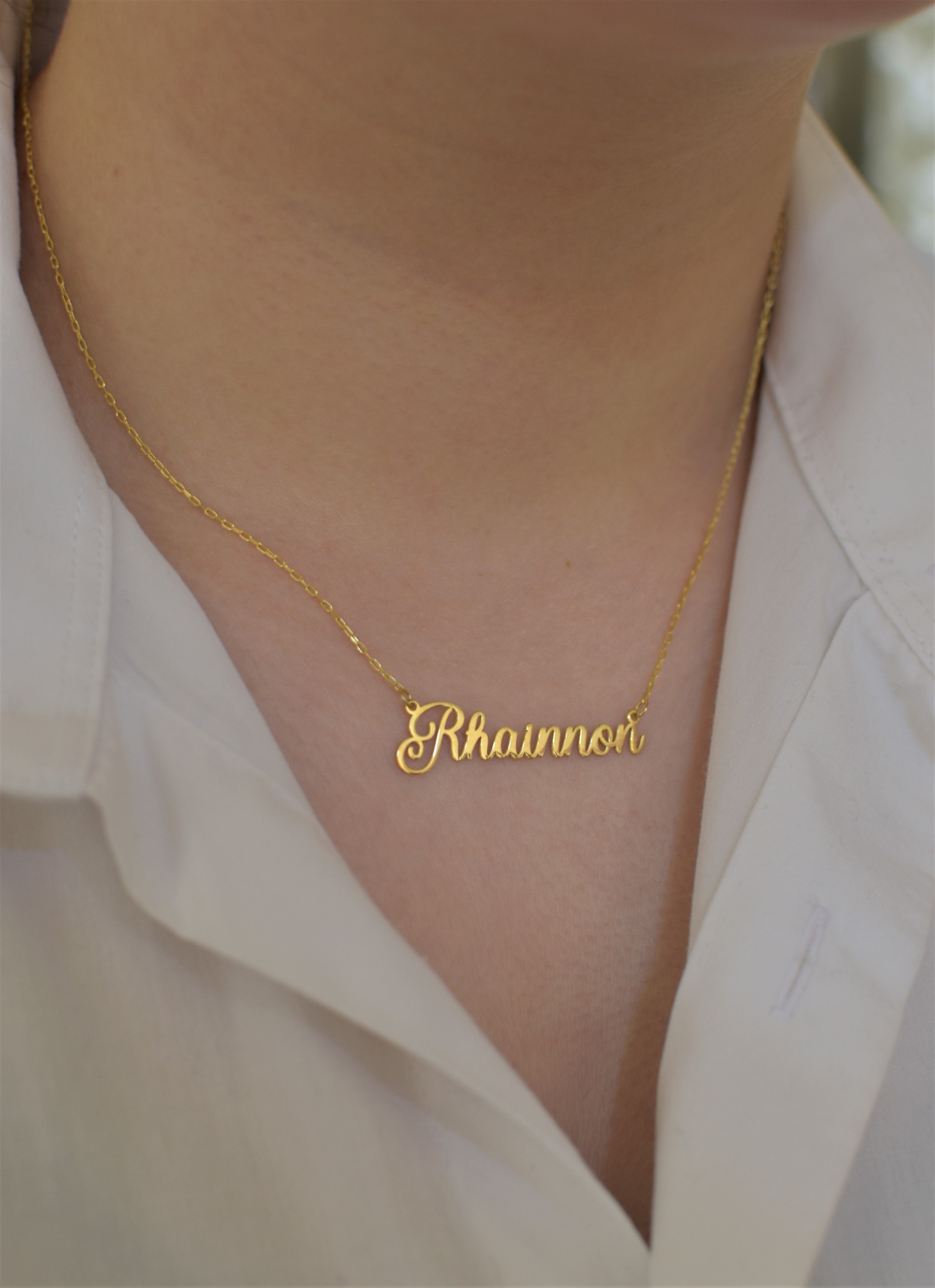 14k Solid Gold Name Necklace Name Necklace Gold Name | Etsy