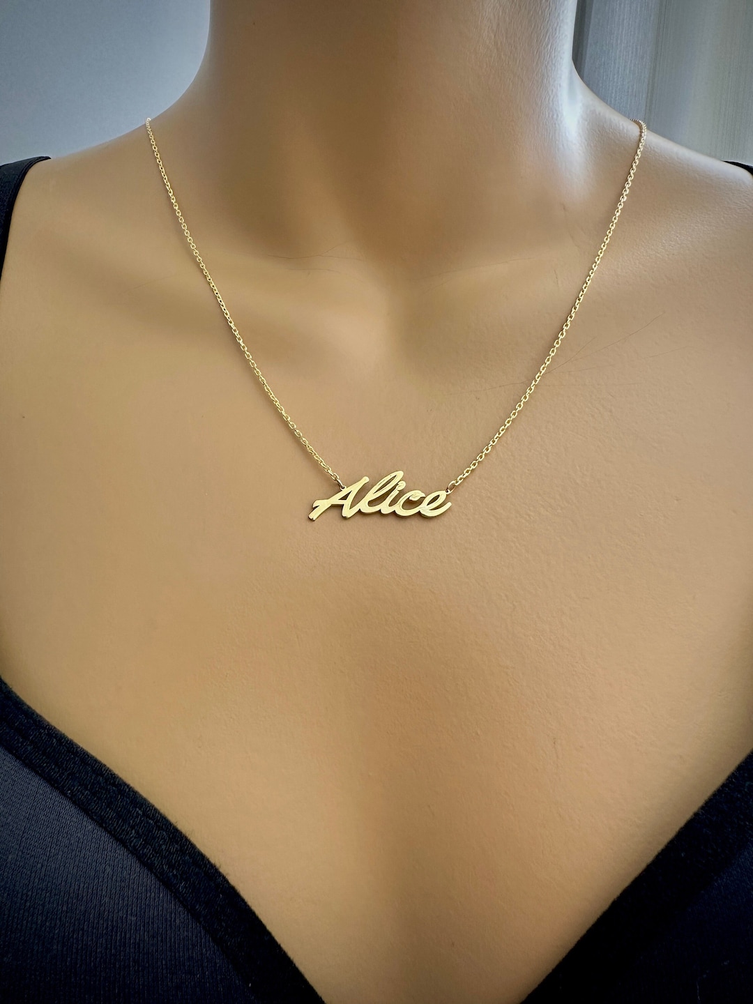 14K Solid Gold Name Necklace Necklace for Women Solid Gold Necklace 14K ...