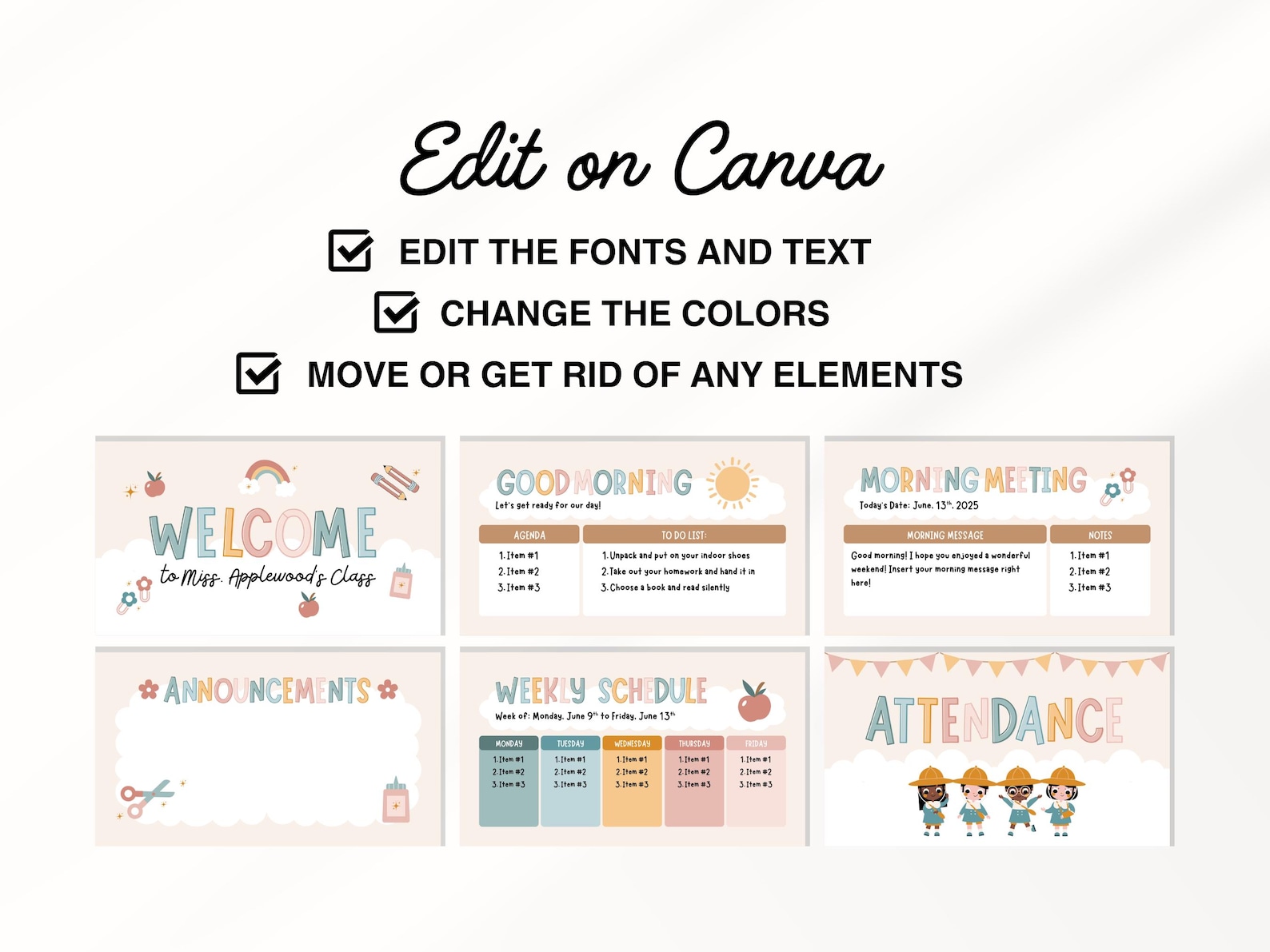Editable Classroom Slides Template Canva, Class Daily Slides, Teaching ...