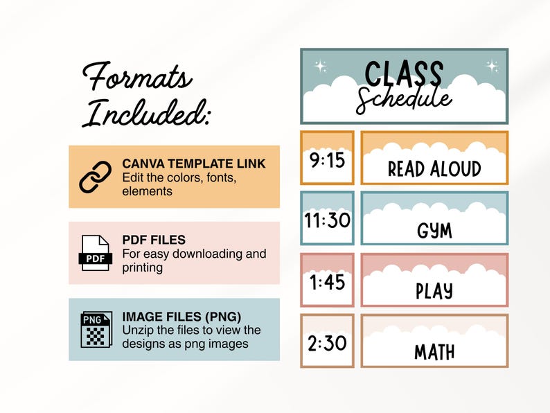 Editable Classroom Schedule Display, Daily Classroom Schedule Cards ...
