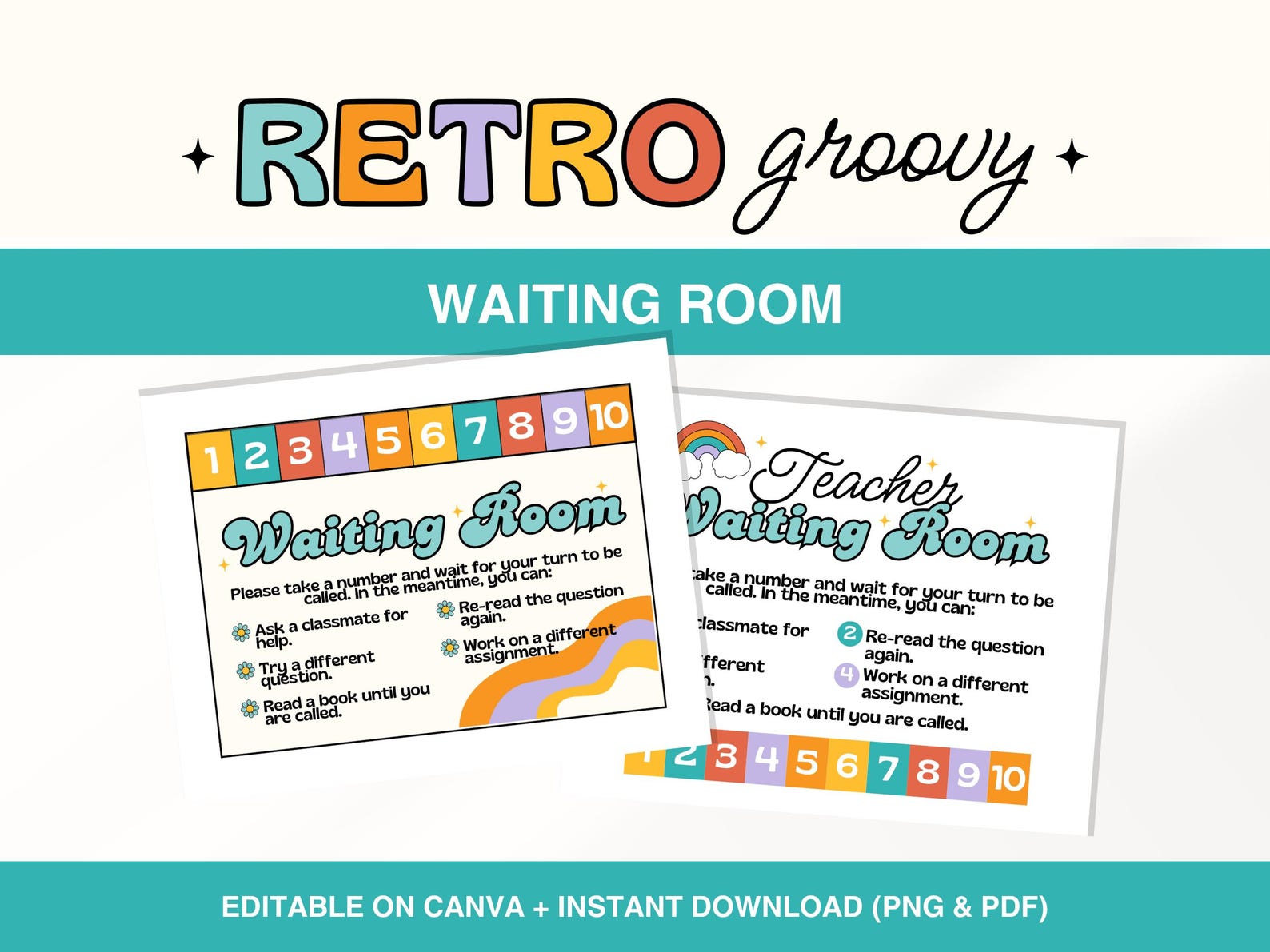 Retro Groovy Teacher Waiting Room Display, Classroom Waiting Room Sign ...