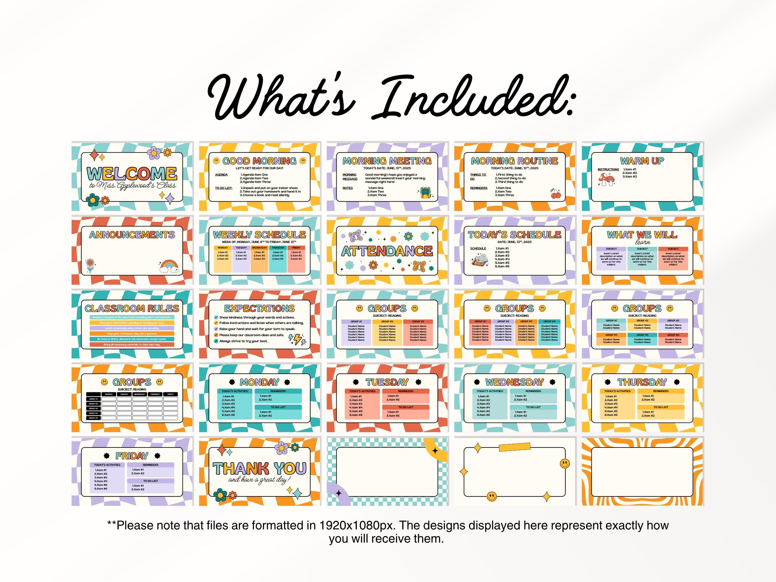 Editable Teacher Slides Template Canva, Groovy Classroom Daily Class ...
