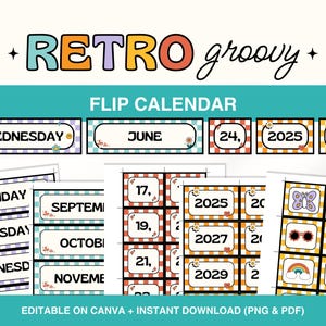 Groovy Classroom Flip Calendar Display, Bright Classroom Decor ...