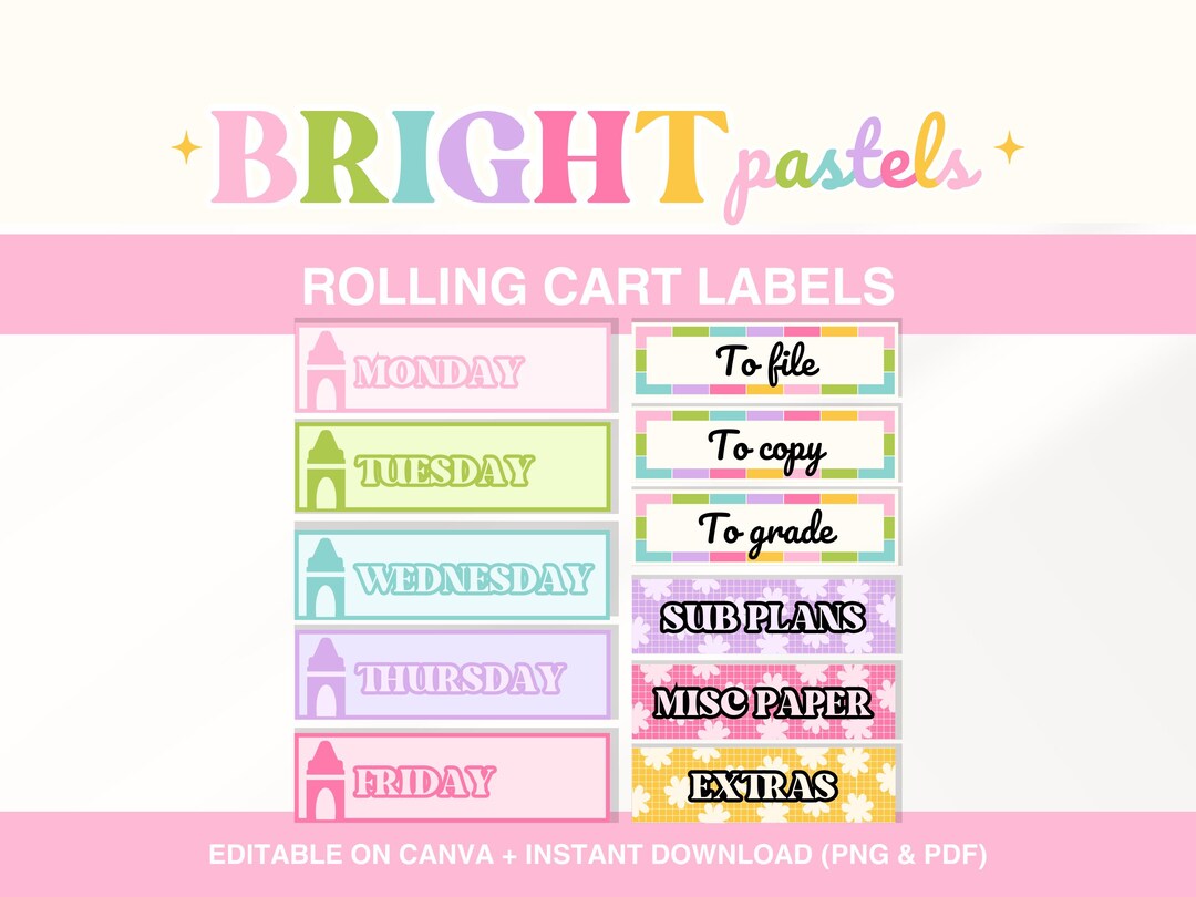 Classroom Rolling Cart Labels, 12 Drawer Cart Labels, Editable Teacher ...