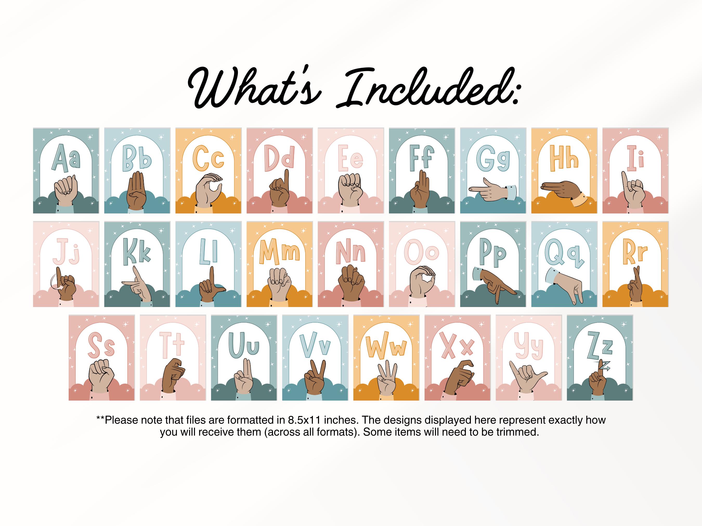 Editable Colorful Alphabet Posters, Downloadable ASL Alphabets Chart ...
