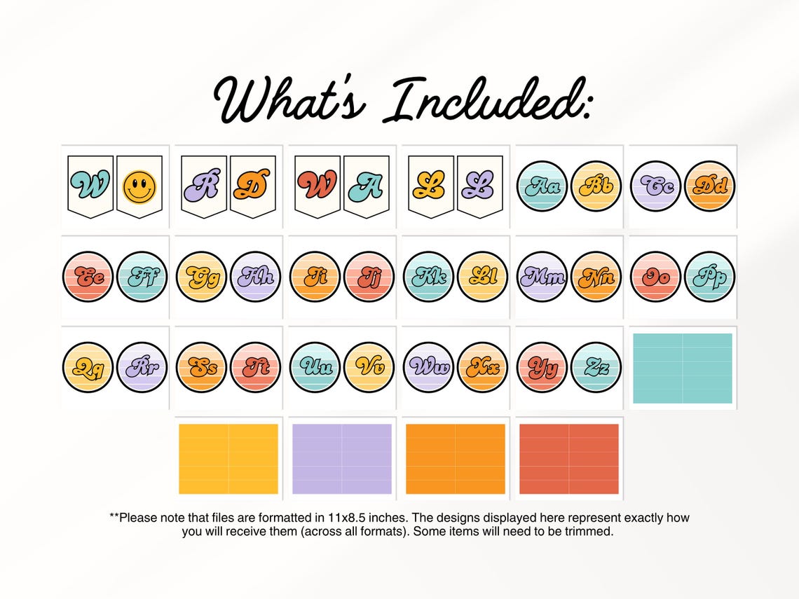 Printable Classroom Word Wall, Editable Word Wall Display, Retro Groovy ...