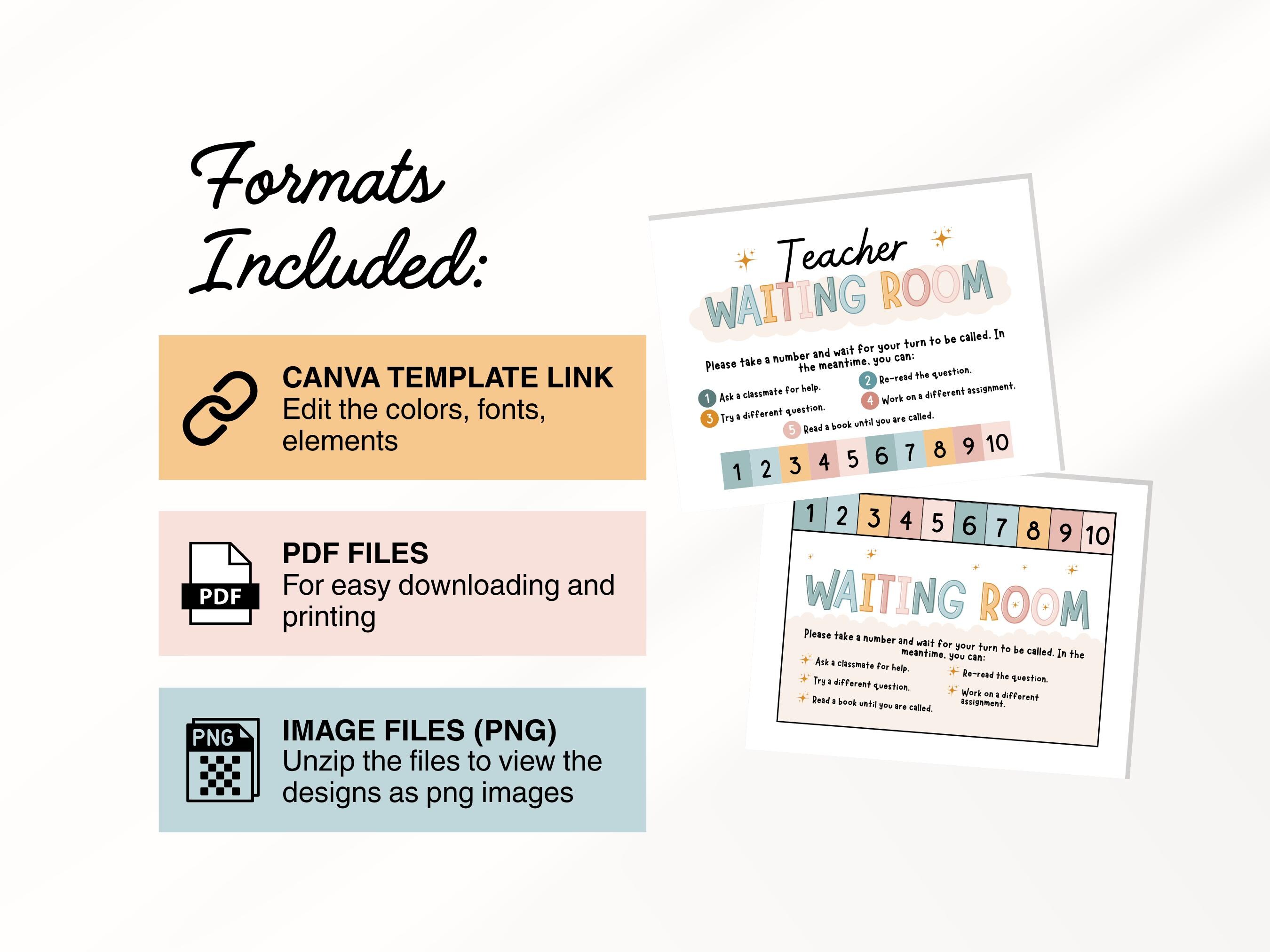 Teacher Waiting Room Display, Classroom Waiting Room Sign, Rainbow ...