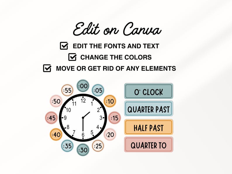 Printable Classroom Clock Label, Time Labels, Printable Analog Clock ...