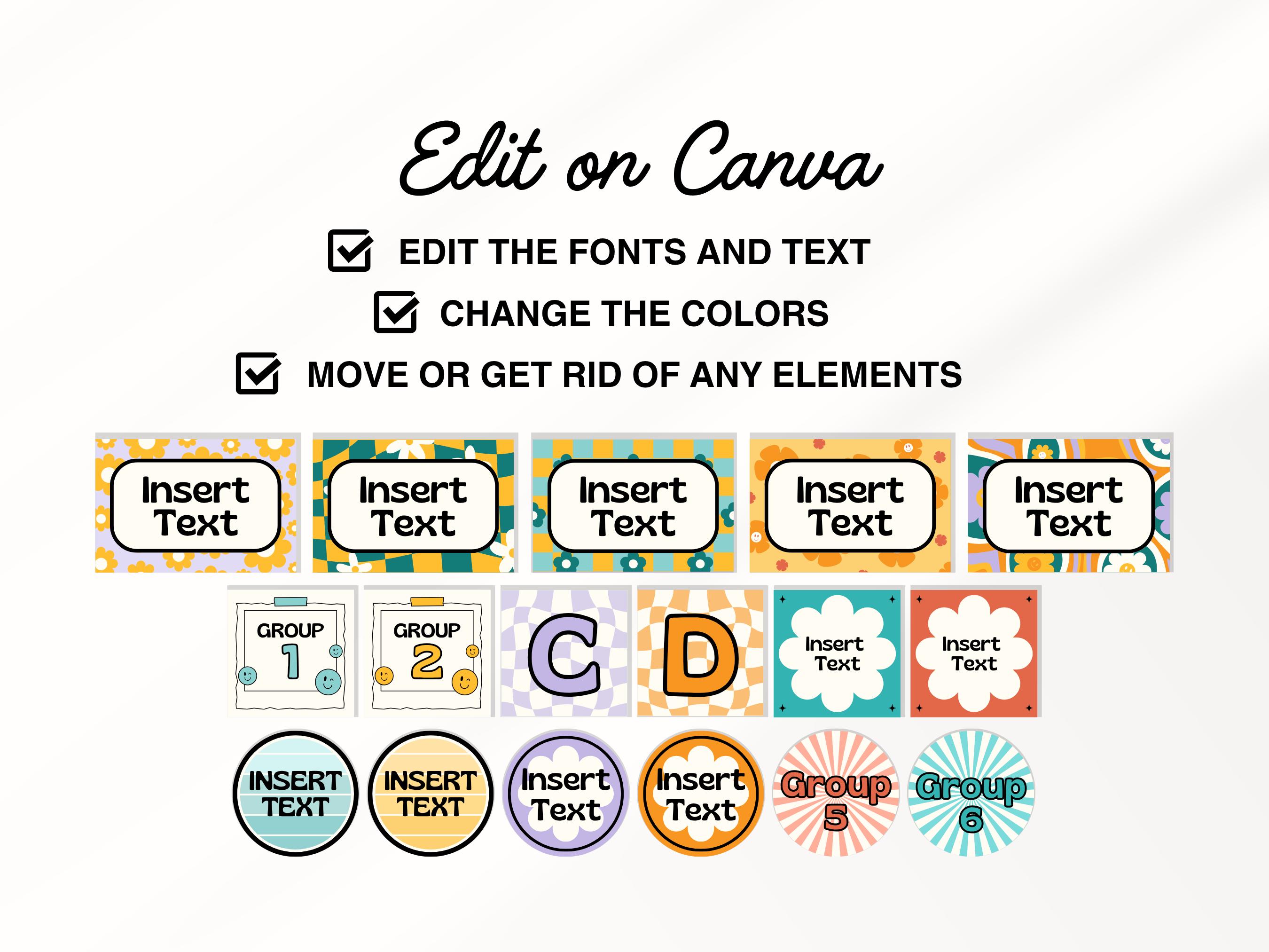Editable Groovy Classroom Label Templates, Retro Classroom Organization ...
