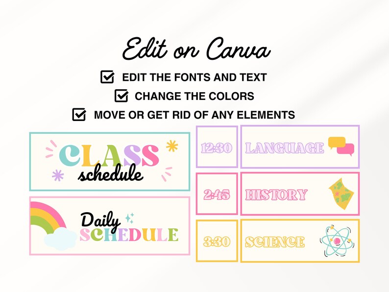 Editable Classroom Schedule Display, Daily Classroom Schedule Cards ...