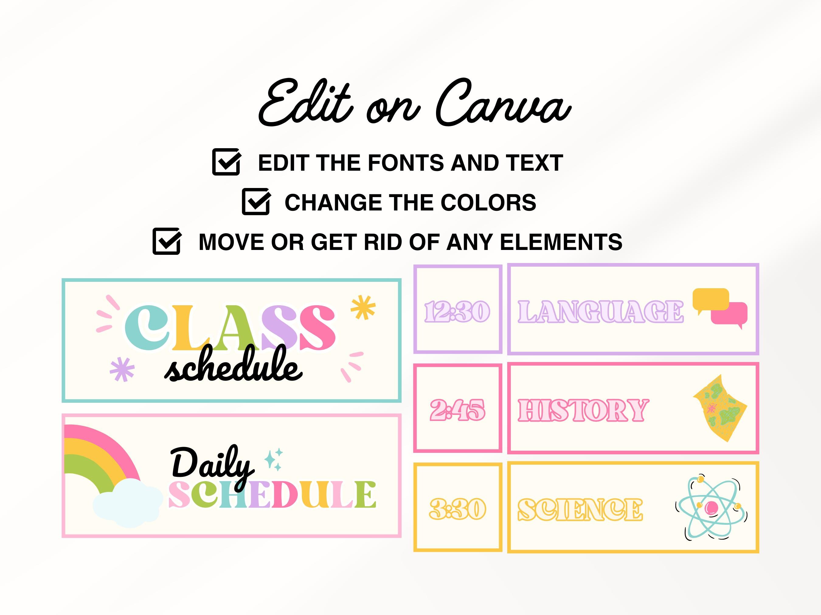 Editable Classroom Schedule Display, Daily Classroom Schedule Cards ...