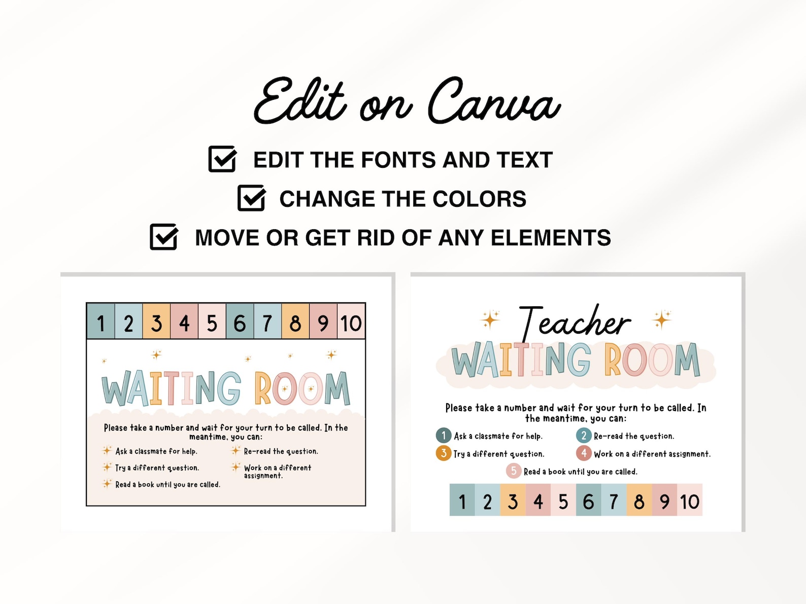 Teacher Waiting Room Display, Classroom Waiting Room Sign, Rainbow ...