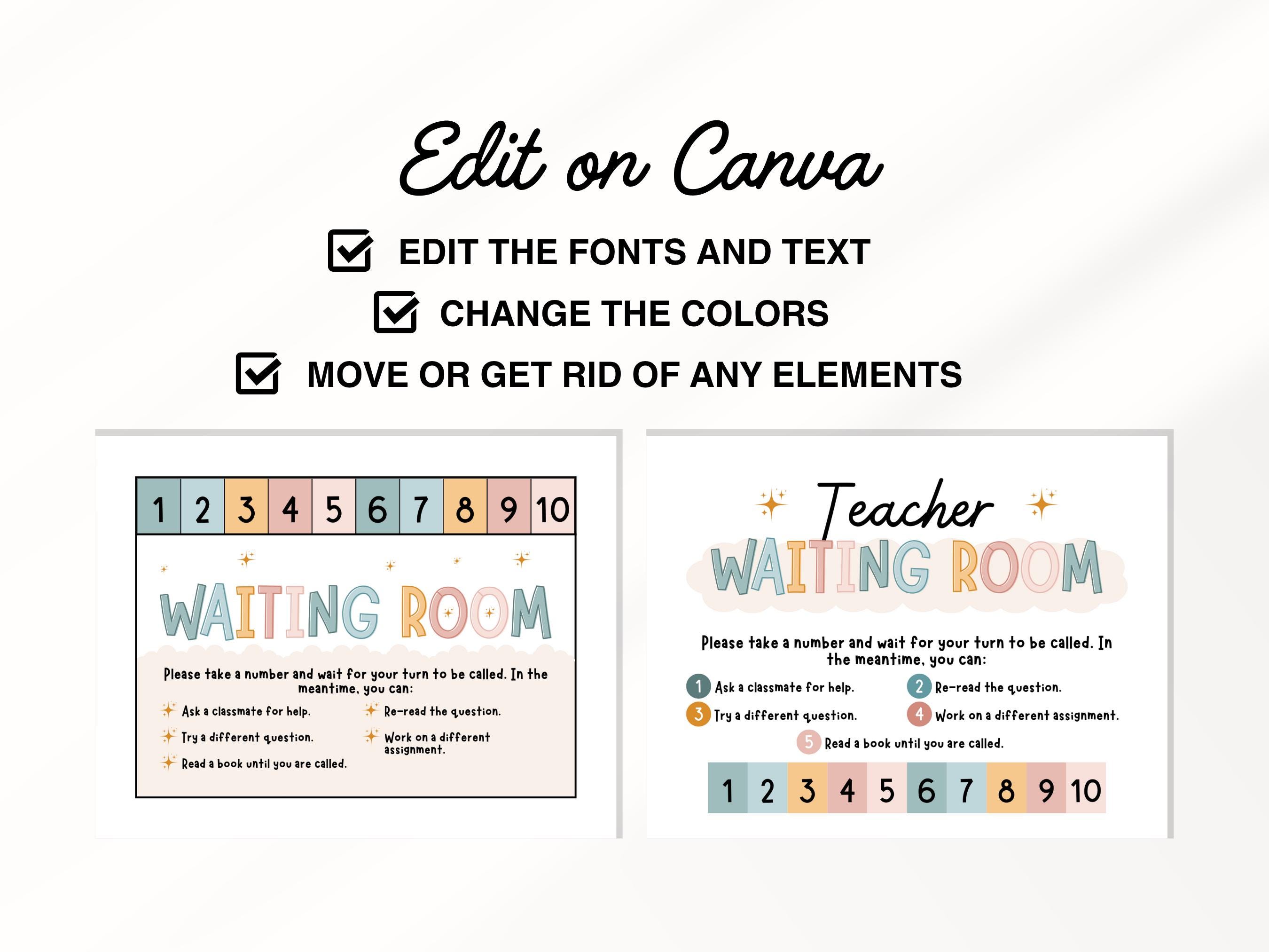 Teacher Waiting Room Display, Classroom Waiting Room Sign, Rainbow ...