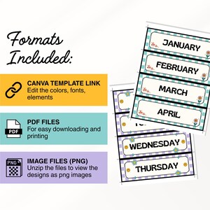 Groovy Classroom Flip Calendar Display, Bright Classroom Decor ...