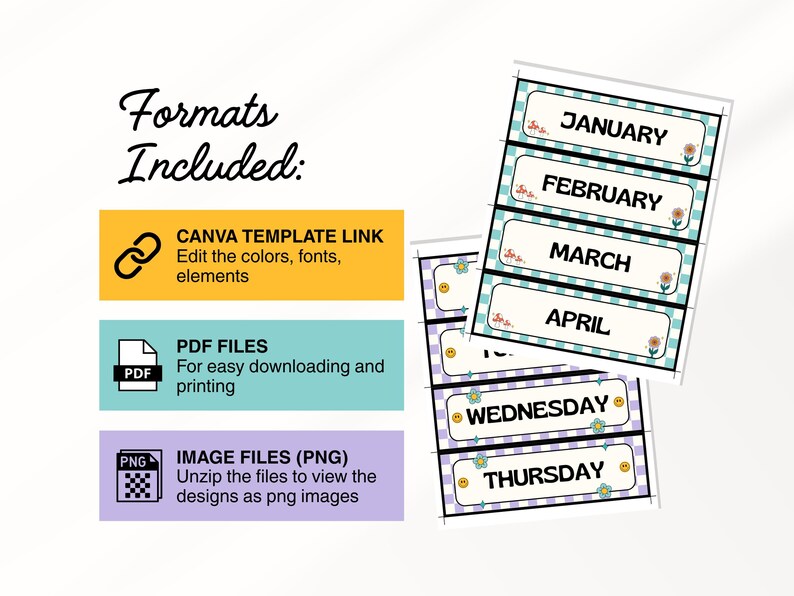 Groovy Classroom Flip Calendar Display, Bright Classroom Decor ...
