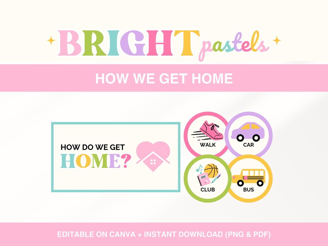 How Do We Get Home Chart, Rainbow Classroom Decor, How We Go Home ...