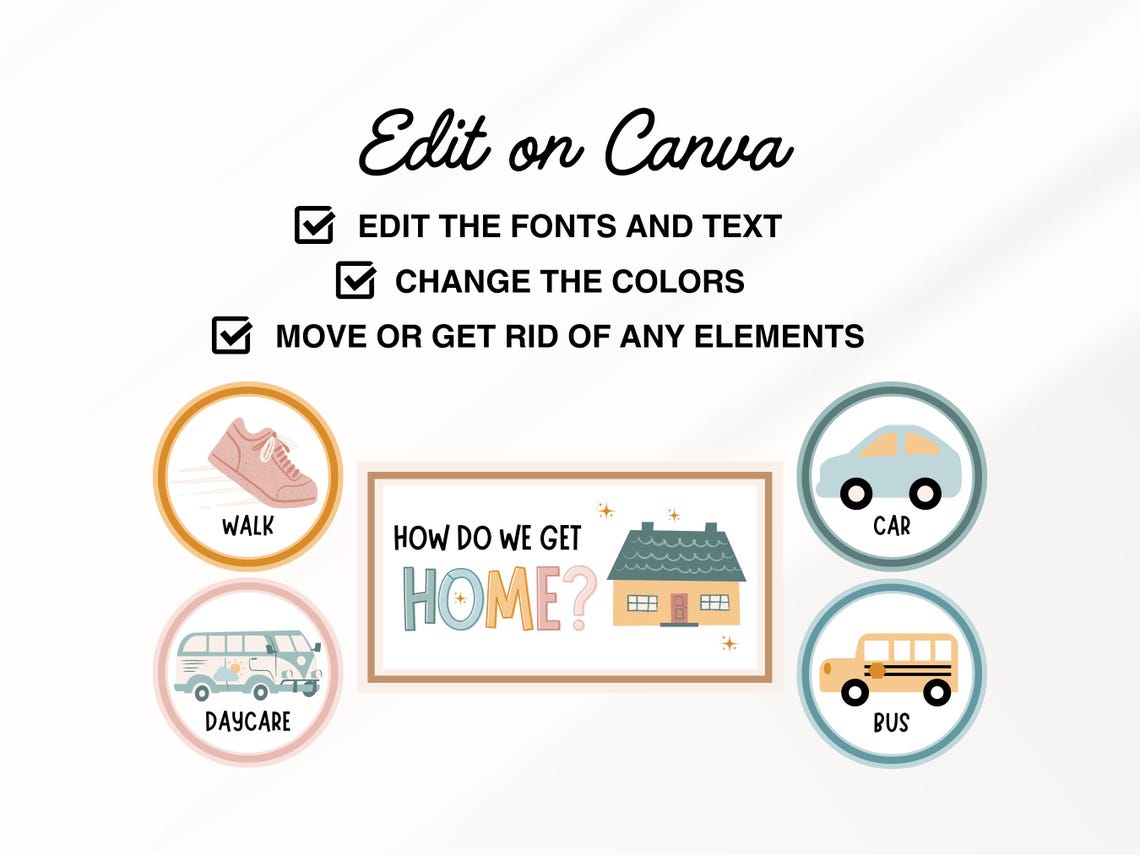 How Do We Get Home Chart, Rainbow Classroom Decor, How We Go Home ...