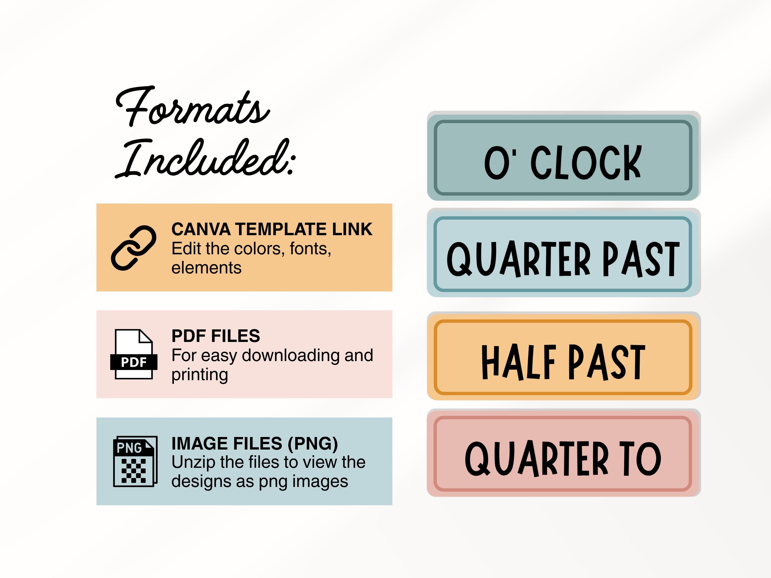 Printable Classroom Clock Label, Time Labels, Printable Analog Clock ...