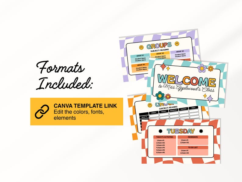 Editable Teacher Slides Template Canva, Groovy Classroom Daily Class ...