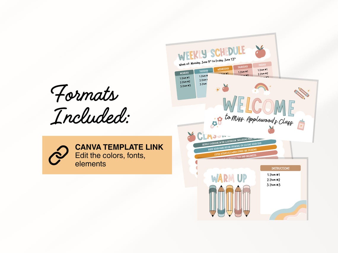 Editable Classroom Slides Template Canva, Class Daily Slides, Teaching ...