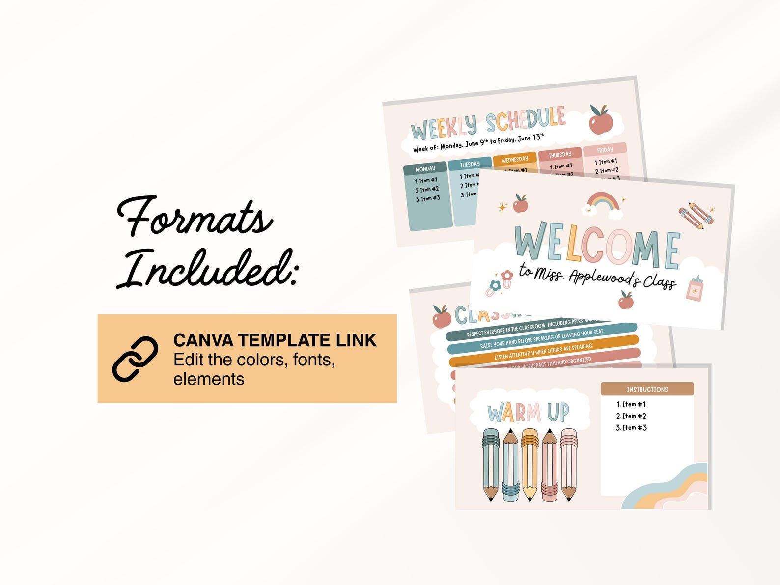 Editable Classroom Slides Template Canva, Class Daily Slides, Teaching ...