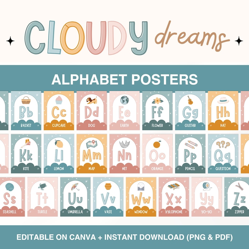 Colorful Alphabet Posters - Etsy