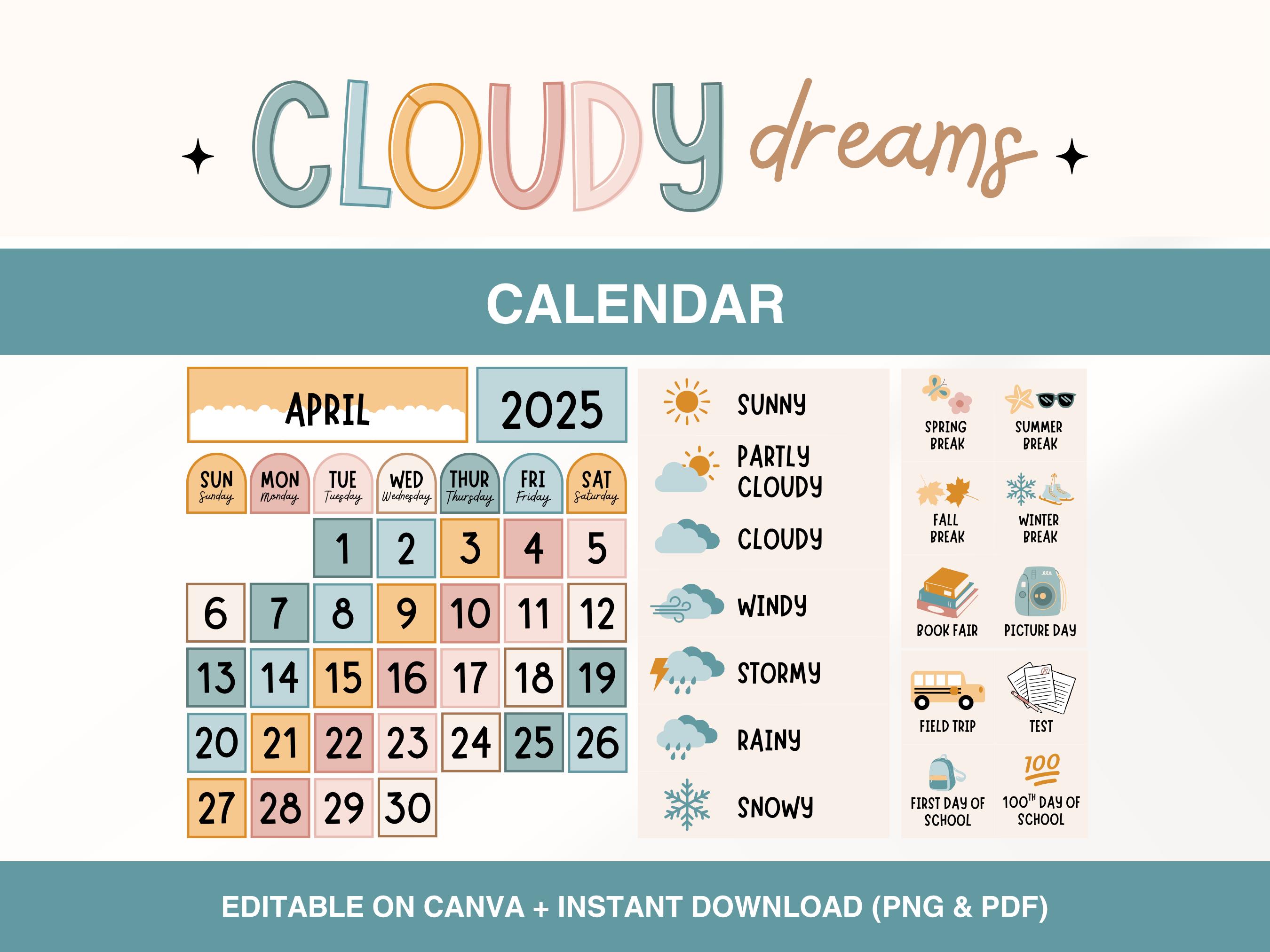 Classroom Calendar Display and Weather Station, Rainbow Classroom Decor ...