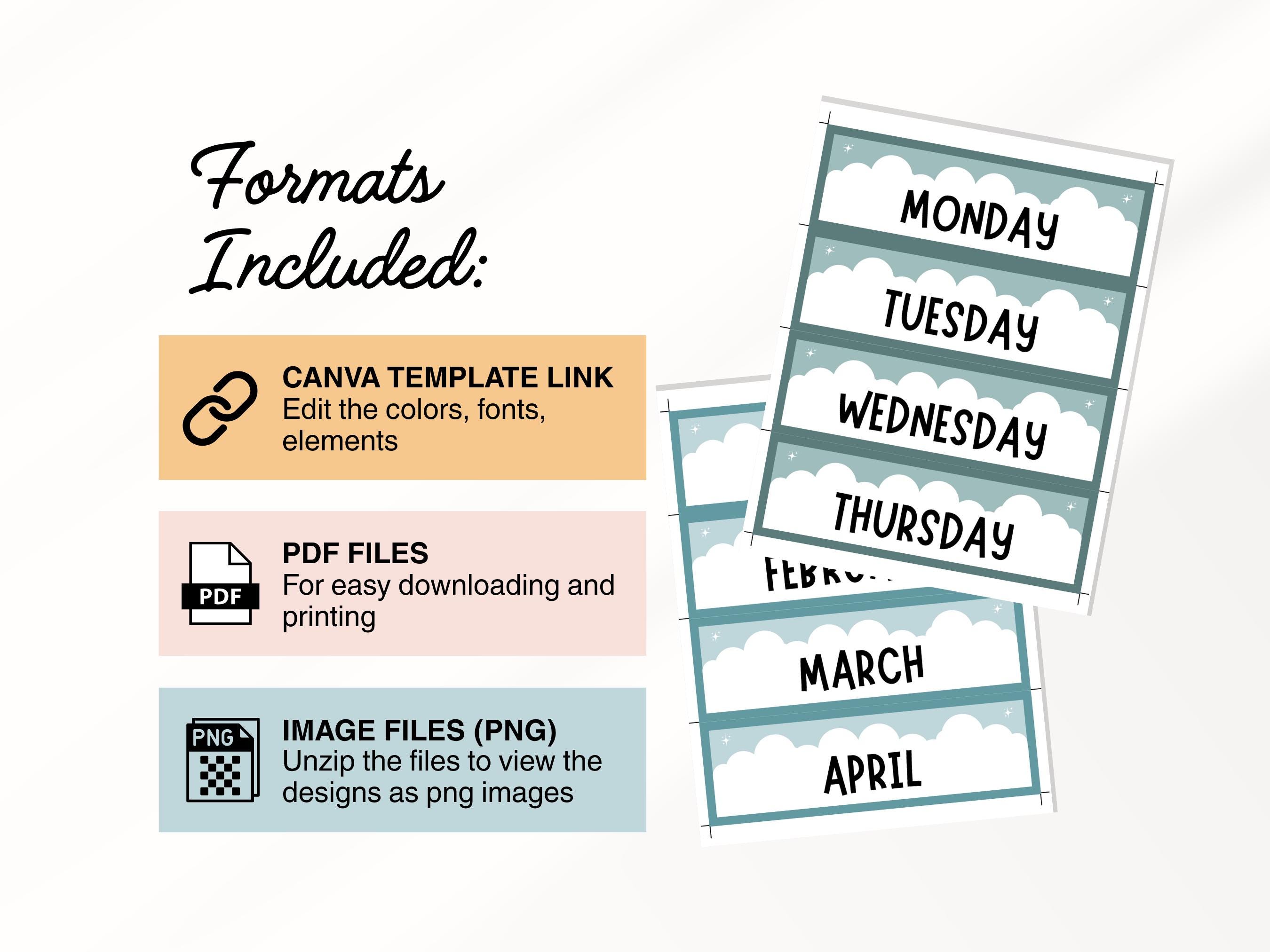 Classroom Flip Calendar Display, Colorful Classroom Decor, Daily ...