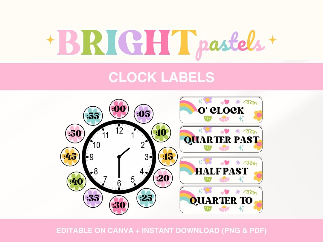 Printable Classroom Clock Label, Time Labels, Printable Analog Clock ...