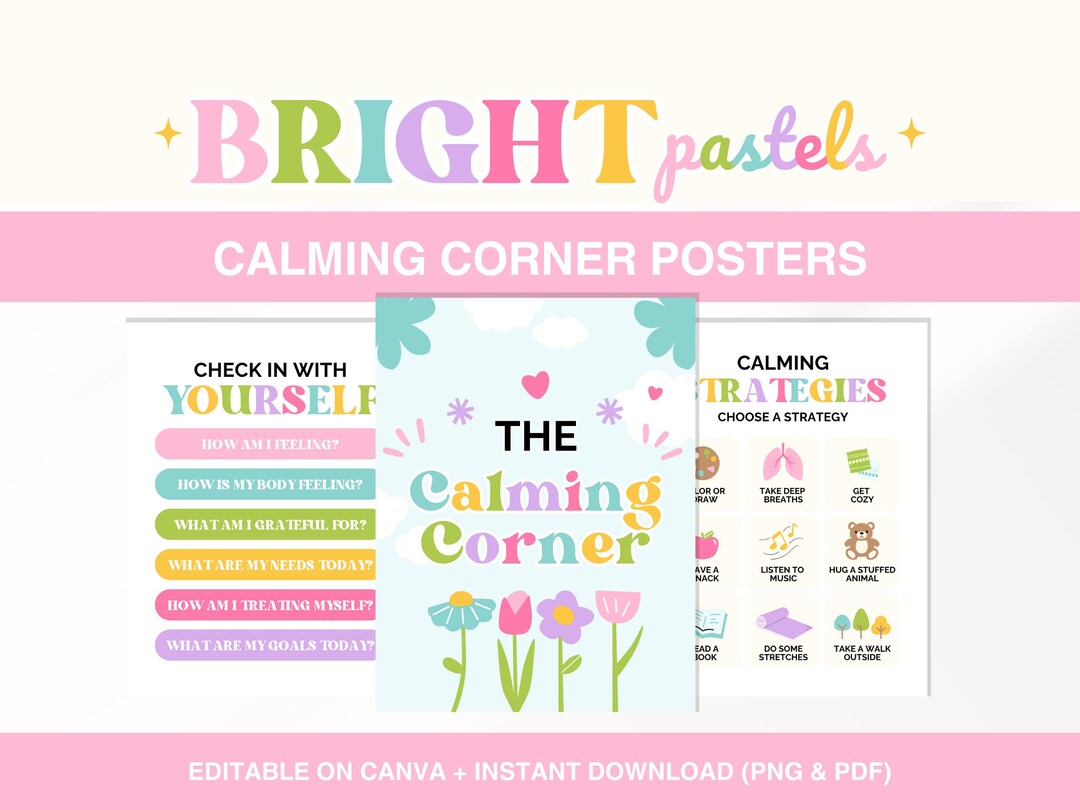 Calming Corner Posters, Calm Down Corner Display, Bright Pastel ...