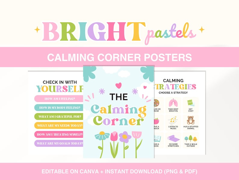 Calming Corner Posters, Calm Down Corner Display, Bright Pastel ...