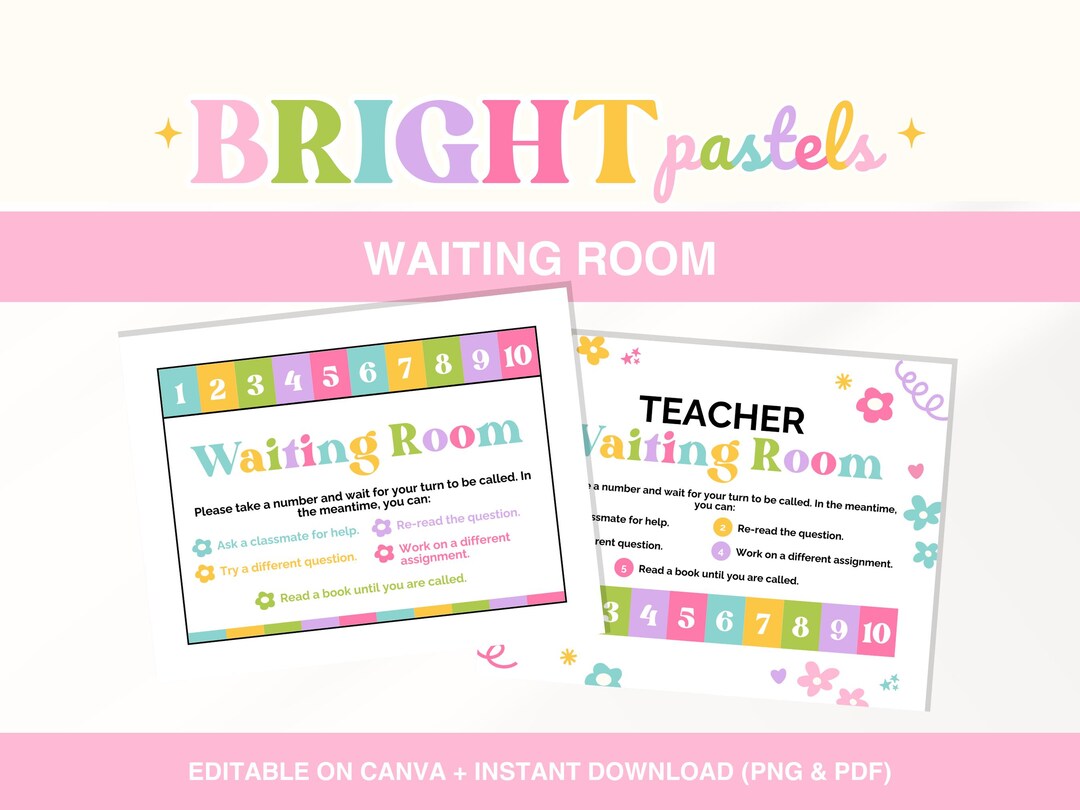 Teacher Waiting Room Display, Classroom Waiting Room Sign, Pastel ...