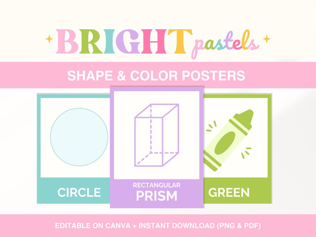Shapes and Color Posters for Classroom, Bright Pastel Classroom Decor ...