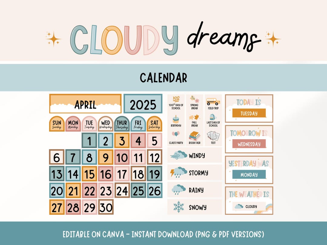 Classroom Calendar Display and Weather Station, Rainbow Classroom Decor ...
