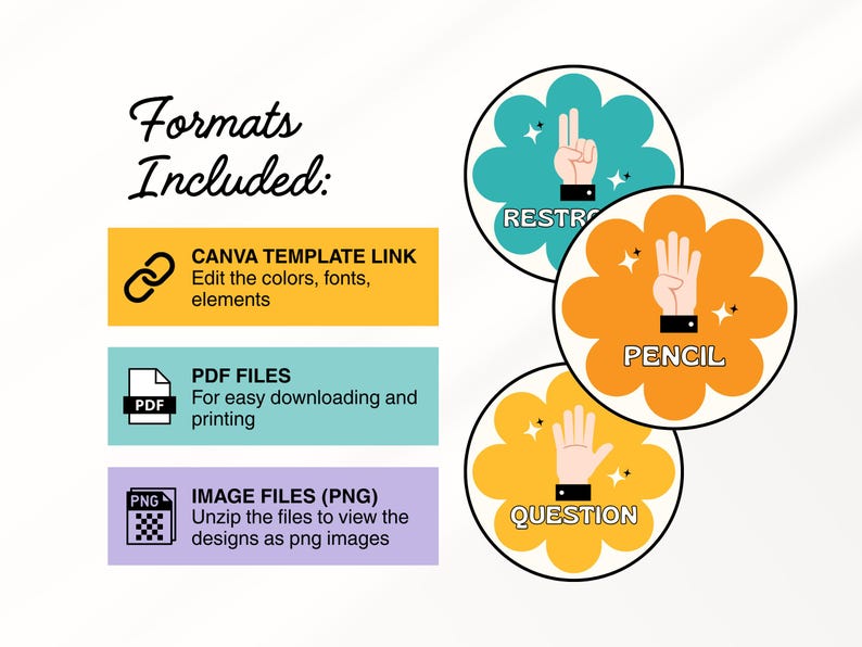 Groovy Classroom Hand Signals Posters, Editable Hand Sign Poster ...
