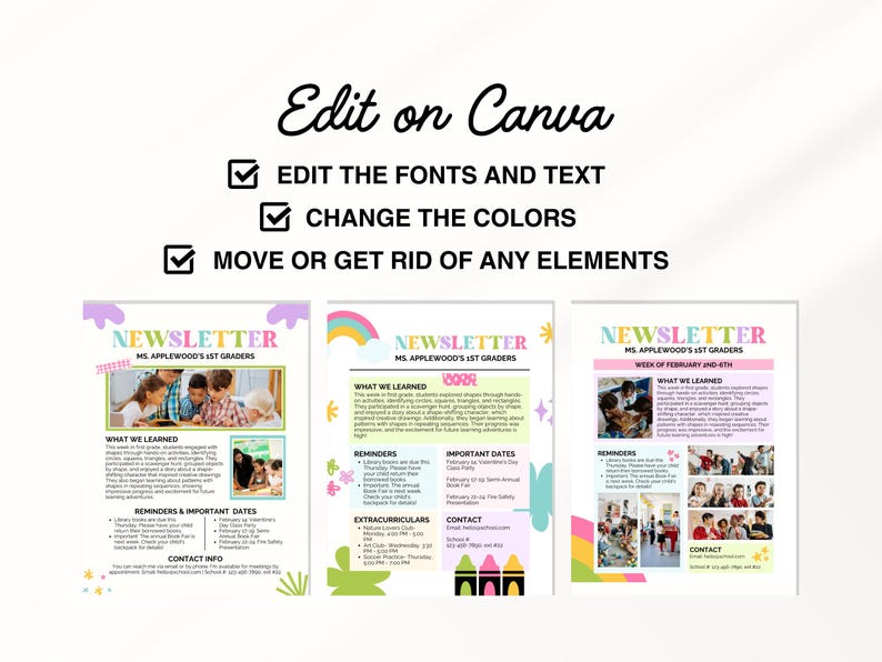 Classroom Newsletters, Editable Weekly Classroom Newsletter Template ...