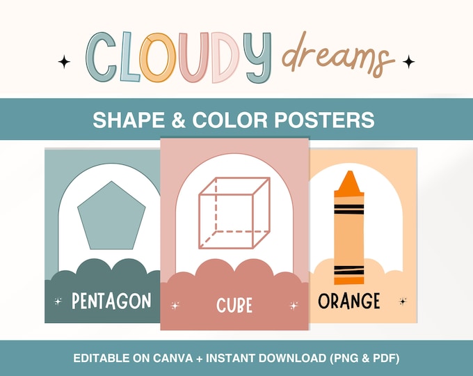 PRINTABLE Shape Poster Pack | Modern Colorful | Bulletin Board Posters ...