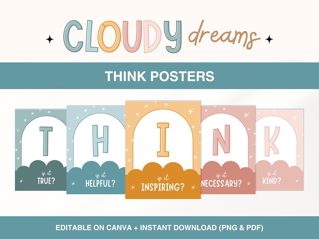 Think Posters, Think Before You Speak Poster, Think Acronym Print ...