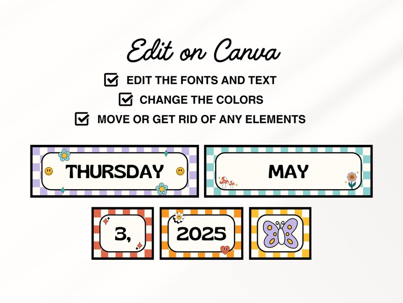 Groovy Classroom Flip Calendar Display, Bright Classroom Decor ...