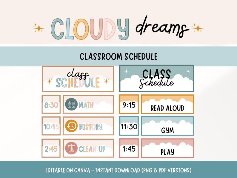 Editable Classroom Schedule Display, Daily Classroom Schedule Cards ...