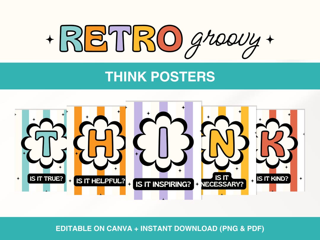 Think Before You Speak Posters, Think Acronym Print, Stop Think Act ...