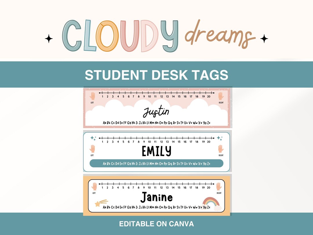 Student Desk Tag Labels, Editable Student Name Tags, Classroom Desk ...