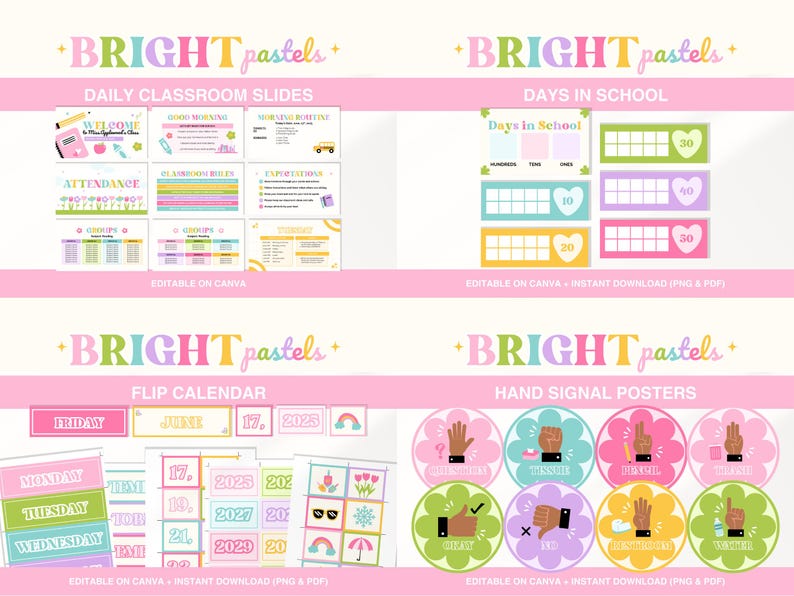 Pastel Classroom Decor Bundle, Editable Bright Pastels Classroom ...