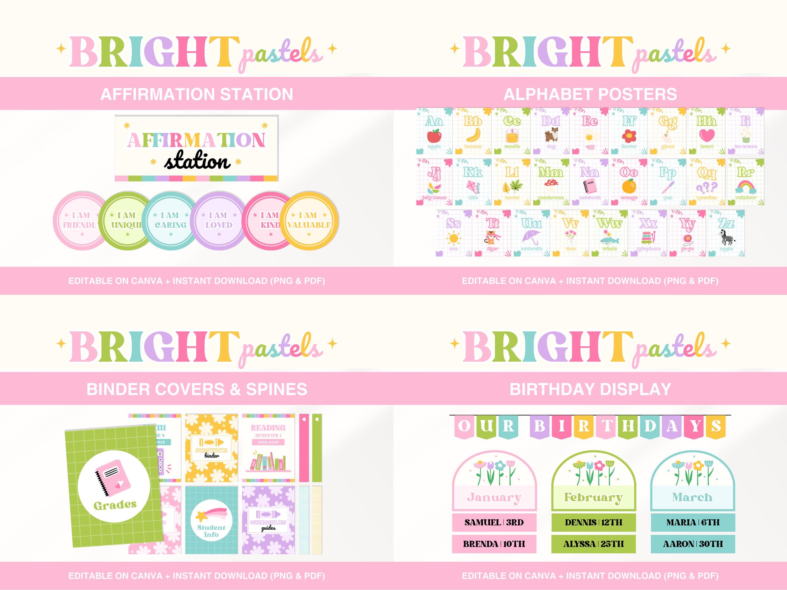 Pastel Classroom Decor Bundle, Editable Bright Pastels Classroom ...